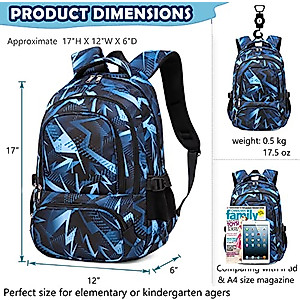 BLUEFAIRY Boys Backpack Kids Elementary Primary Middle School Bags Child Bookbags Lightweight Sport Travel Gift Mochila para Niños Aged 4 5 6 7 8 9 10 Blue (17Inch)