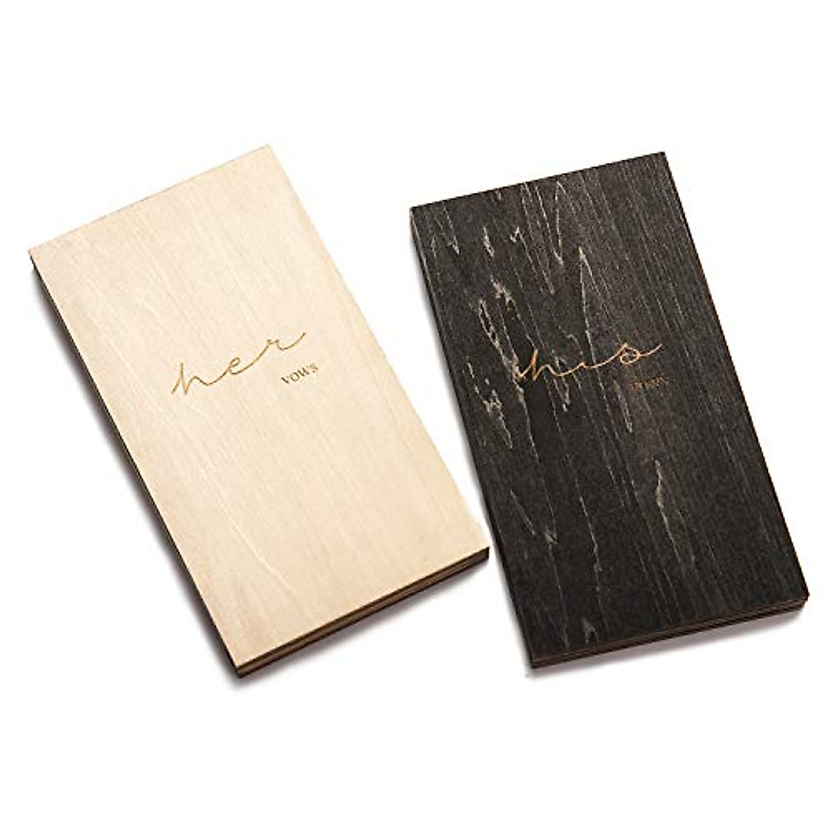 Ling's Moment Handcrafted Vow Books Wedding Vows Book His and Her Rustic Wood Vow Book Set of 2,Vow Renewal Notebook Booklet Journal Keepsake
