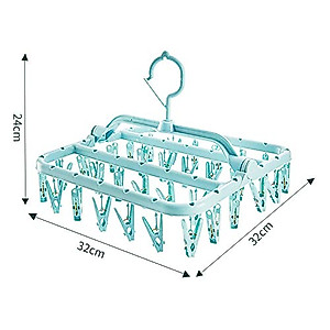 Wuyue Hua Swivel Hook 32 Pegs Drying Rack Clothes Hanger Multifunctional Folding Plastic Clothes Hanger for Underwear Socks Gloves