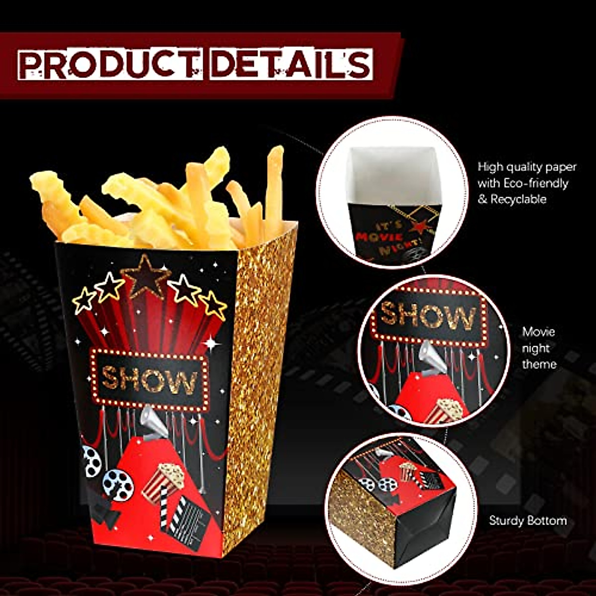 36 Movie Night Popcorn Boxes for Parties & Events