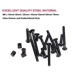 cSeao 100pcs M6 Baby Bed Crib Screws Black Hex Socket Cap Barrel Screws to Build Crib Furniture Chairs Cot,15mm/ 25mm/ 35mm/ 45mm/ 55mm/ 65mm/ 75mm