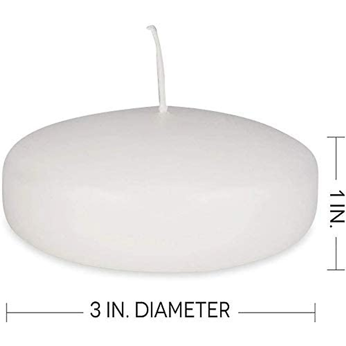 YIIA 10 Hour Burning White Unscented Classic 3" Floating Candles for Weddings, Parties, Special Occasions and Home Decorations (Set of 36)