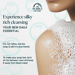 The Bubble Factory Handmade Natural Bath & Body Soap Bar, Vegan, All-Natural, Palm Oil Free, Made in USA with Shea Butter + Essential Oils, Lavender Lemongrass, 3 Bars