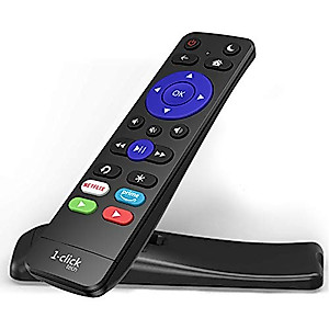 1-clicktech Remote for All Roku TV Brands [TCL/Hisense/Sharp/Insignia/ONN/Philips/Sanyo/JVC/.] and for Roku Players/Express/Ultra w/TOP Volume Buttons and Channel-Lock [NOT for Roku Stick]