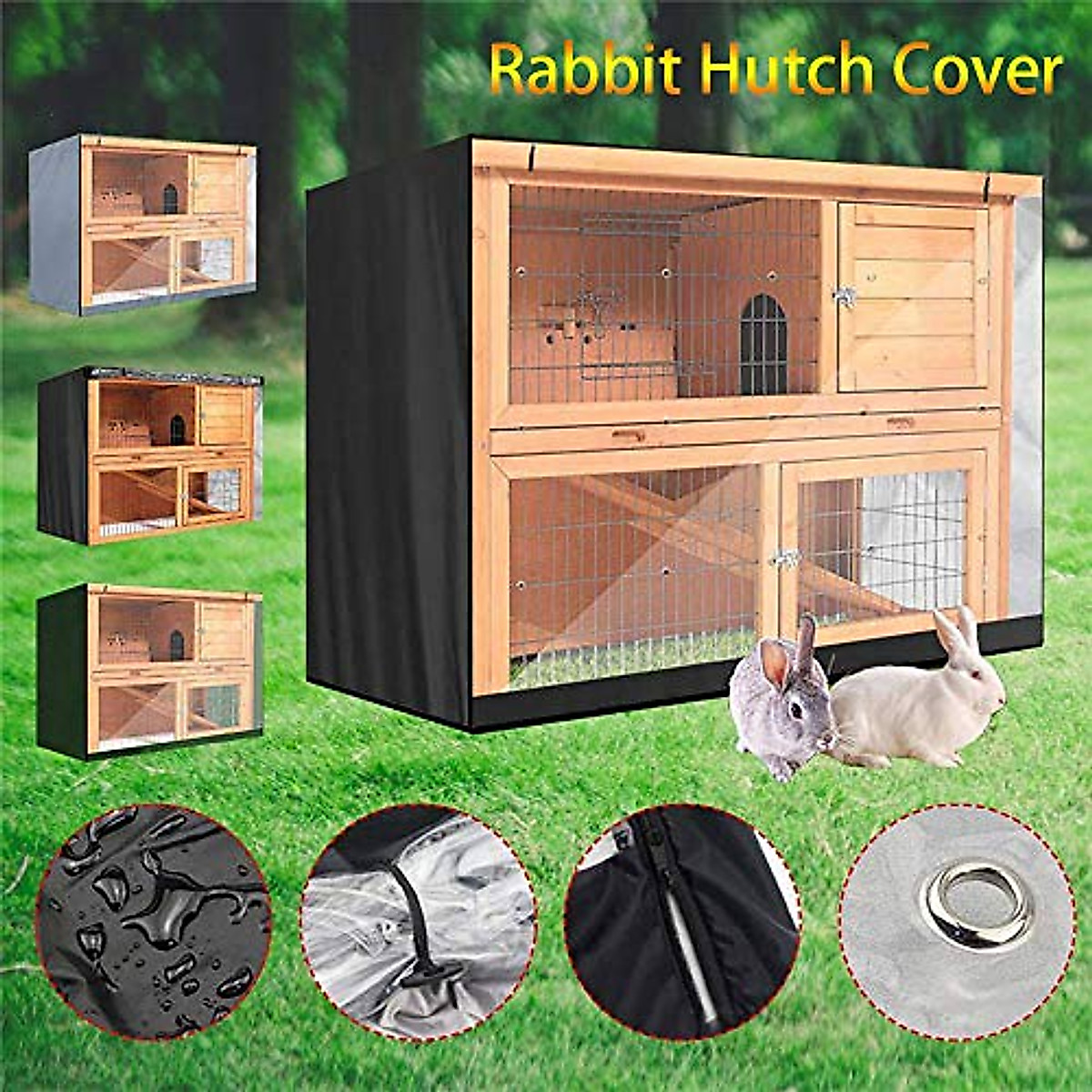 SEIWEI Universal Double Hutch Cover, Moisture Resistant Rabbit Hutch Cover for Dustproof Hutch Cover for Rabbits, Cats, Hamster, Kitten, Pets for The Winter
