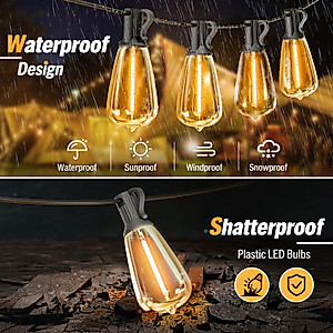 116FT Solar String Lights Outdoor Waterproof with Remote and USB Port, 53 Edison Bulb Outdoor Solar Powered Dimmable String Lights for Outside Patio, Backyard, Garden, Porch, Balcony