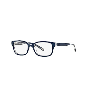 Polo Ralph Lauren Kids' PP8520 Rectangular Prescription Eyewear Frames, Navy Blue On White/Crystal/Demo Lens, 46 mm