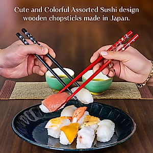 Musuubi Japan Japanese Chopsticks Made in Japan - Set of Two Pairs of Cute sushi Chopsticks Reusable Wooden Chopsticks for Adults