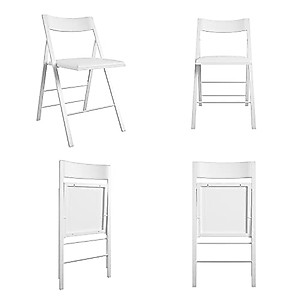 CoscoProducts COSCO Modern Slim Line Vinyl Padded Folding Chair, White
