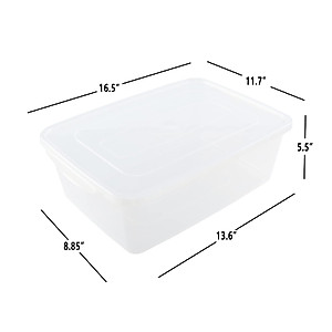 Zopnny 2-Pack Plastic Containers Box with Latching Lid, Stackable Nestable Storage Bins, Clear Pizza Dough Proofing Box, 16 Quart