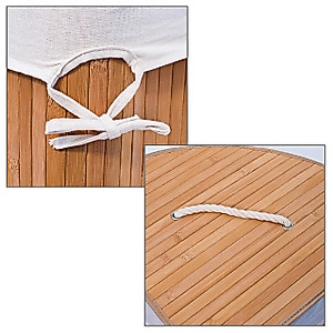 Relaxdays Folding Round Laundry Basket Bin Hamper, 65 x 41 cm, 64 L, Made of Bamboo, Foldable, Black