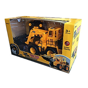 Top Race TR-113 5 Channel Full Functional Remote Control Tractor Toy Front Loader - 14 x 6 x 8 inch Electric RC Remote Control Construction Toy Tractors with Lights and Sounds