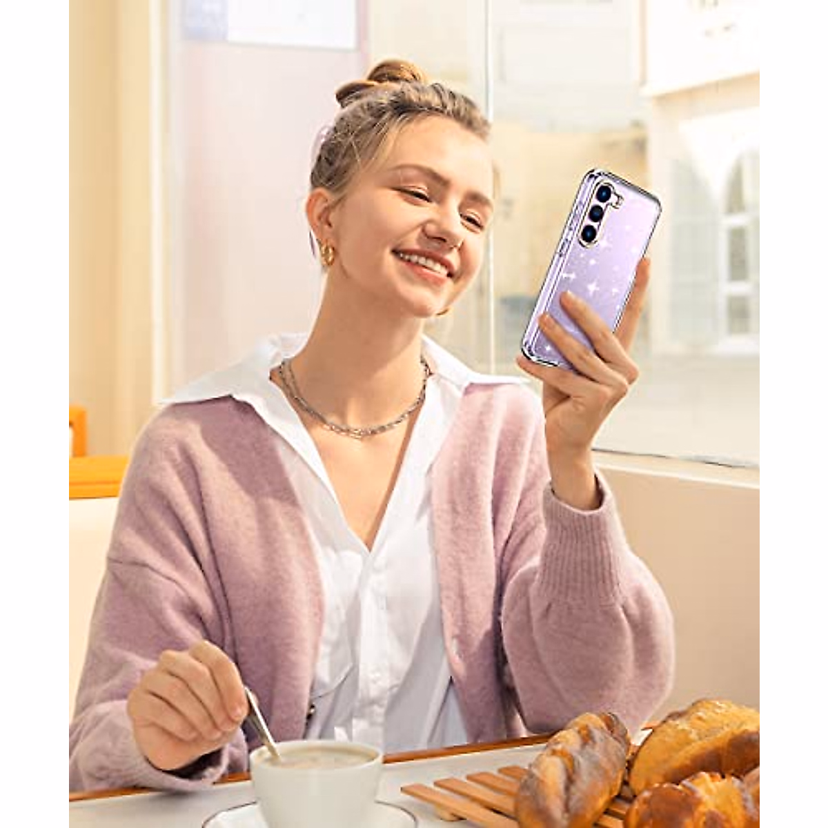 Hocase for Galaxy S23 Plus Case, (with 2 Screen Protectors + 1 Camera Protector) Shockproof Soft TPU+Hard Plastic Full Body Protective Case for Samsung Galaxy S23 Plus 5G (6.6") 2023 - Glitters