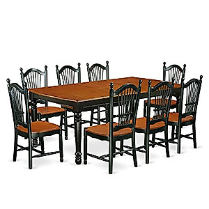 East West Furniture DOVE9-BCH-W Dining Set, 9 Pieces, Black/Cherry