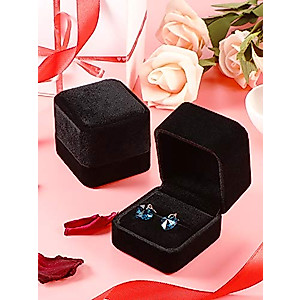 Zhanmai 12 Pieces Velvet Ring Earring Box Gift Jewelry Case Gift Boxes for Wedding, Engagement, Birthday and Anniversary 2.12 x 1.77 x 2 Inch (Black)