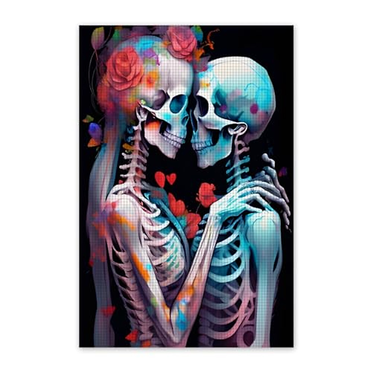 YEEWArt Day of The Dead Diamond Art Painting Kits for Adults Skeleton Couple Kissing Full Drill Diamond Dots Art for Beginners Round 5D Paint with Diamonds Pictures Gem Art Painting Kits 20x24inch