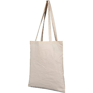 JUCOS Reusable Blank Tote Bags - 5 Pack Convenient Spacious 100% Cotton Grocery Bag With LONG Handles For Daily Essentials | 5Oz Lightweight And Eco-Friendly For Multi-Purpose Use 13X14 Inch