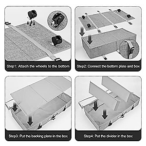 Fixwal Under Bed Storage with Wheels Under Bed Storage Containers for Clothes Blankets Shoes Bedding, Oxford Foldable Bedroom Storage Organizer with Handles, Grey