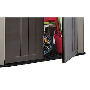 Keter Factor 6x3 Outdoor Storage Shed Kit-Perfect to Store Patio Furniture, Garden Tools Bike Accessories, Beach Chairs and Push Lawn Mower, Taupe & Brown