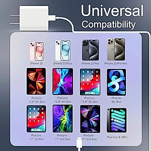 iPhone 15 Charger Fast Charging USB C Block 20W with Type C Cable 6.6ft for iPhone 15/15 Plus/15 Pro/15 Pro Max, iPad Charger for iPad Pro 2023/2022/2021/2020, iPad Air 5th/4th, iPad 10/Mini 6
