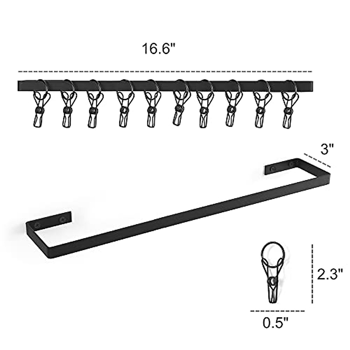 Dahey Hat Rack for Wall Baseball Hat Organizer Hanger Caps Holder with 20 Clips Metal Wall Mounted Cap Organizer for Closet Door Bedroom Entryway Laundry,Set of 2,Black