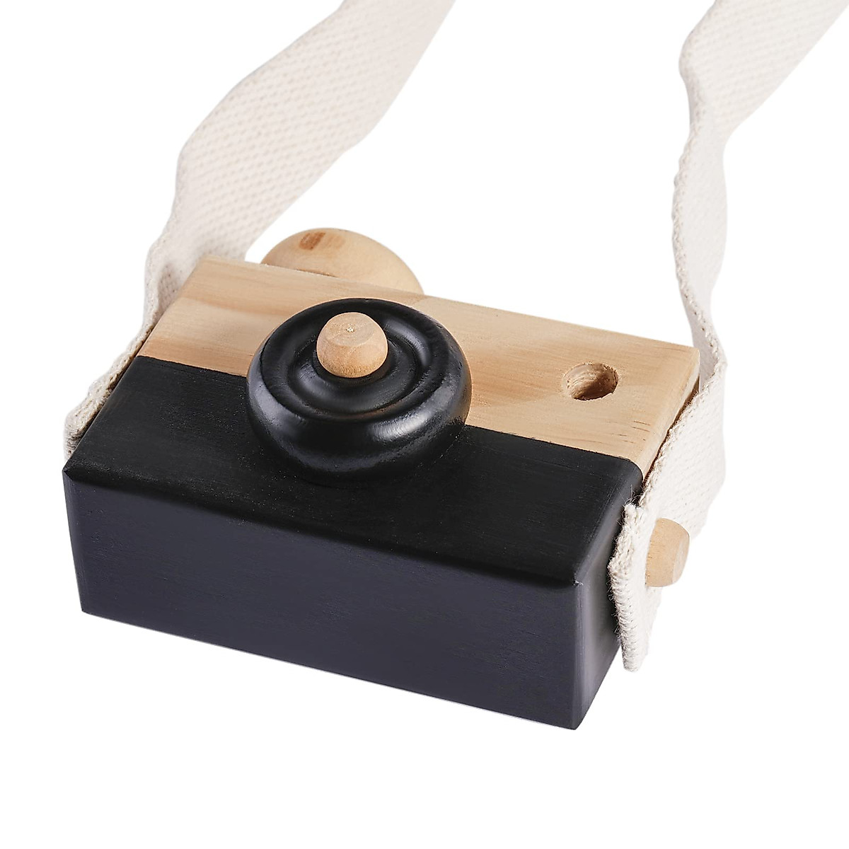 Liangxiang Wooden Camera Toy, Mini Wooden Camera Toy Pillow for Toddler Baby Neck Hanging Camera Photographed Props Present Clothing Accessory Cute Camera Toy Kid’s Room Hanging Decor Gift (Black)