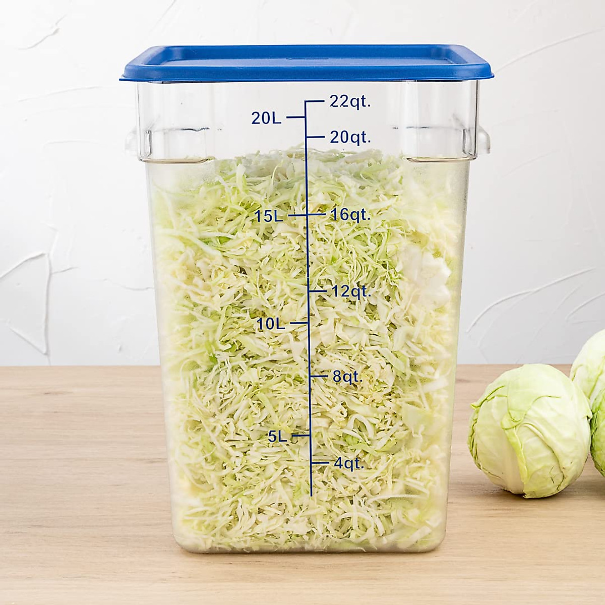 LID ONLY: Met Lux Food Storage Container Lid, 1 Square Marinating Container Lid - Fits 12, 18 And 22 Quart Containers, With Date Indicator, Blue Plastic Lid, Containers Sold Separately