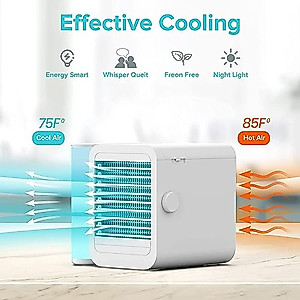 Portable Air Conditioners Fan: 1000ml Evaporative Mini Air Cooler with 3 Speeds, 7 LED Light, Personal Air Cooler Desktop Cooling Fan, Air Conditioner Portable AC Unit for Home Room Office Desk