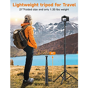 Phone Tripod, 86" Tall Tripod for iPhone with Flexible Gooseneck & Remote, Portable Aluminum Cellphone Stand for Selfies, Video Recording,Travel, Compatible with iPhone Android
