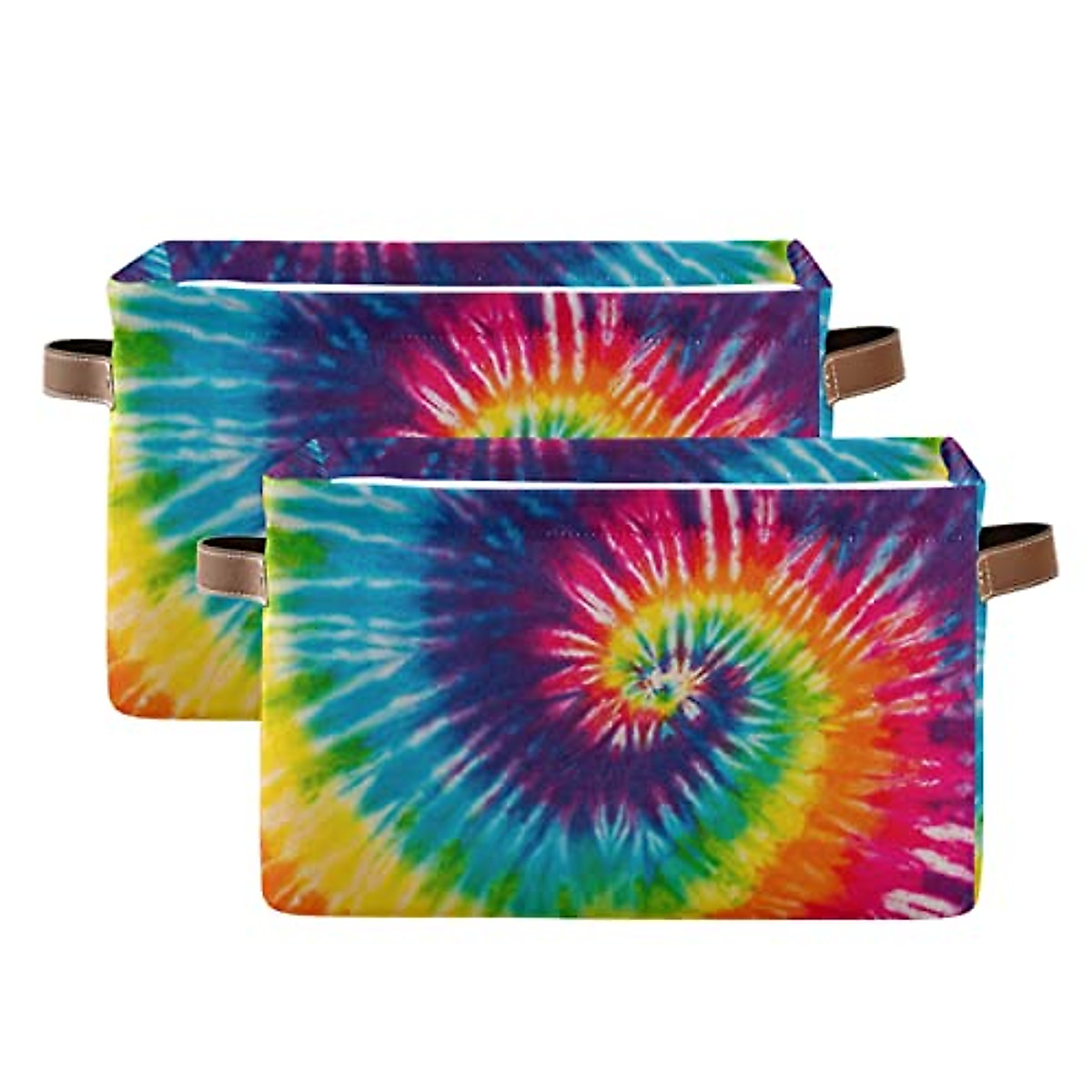 HUXINO Storage Basket Cube, Abstract Swirl Tie Dye Rainbow Large Storage Bin Box Collapsible Clothes Toys Organizer Laundry Basket for Shelves Closet Kids Nursery Bedroom, 1 Pack