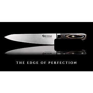 Gryffin Chef Knife 8 inch High Carbon German Steel Full tang for Kitchen with ergonomic pakkawood handle ultra sharp blade edge