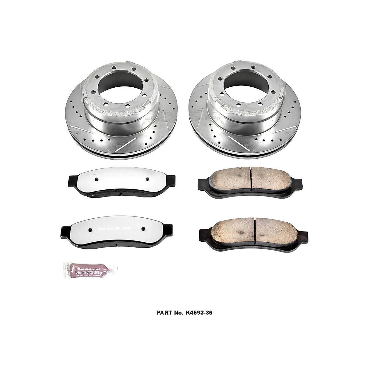 Power Stop K4593-36 Rear Z36 Truck & Tow Brake Kit, Carbon Fiber Ceramic Brake Pads and Drilled/Slotted Brake Rotors
