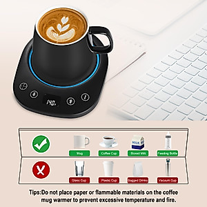 HYRIXDIRECT Coffee Mug Warmer with Mug Spoon Set, Electric Coffee Cup Warmer for Desk with Auto Shut Off, 7 Temperature Setting Heated Coffee Mug, Beverage, Milk, Tea Warmer
