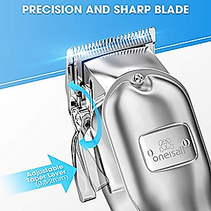 oneisall Dog Clippers for Grooming Professional Cordless Hair Shears Trimmers for Thick Coats,8 Guide Guards with Metal Blade for Dogs and Cats Animals