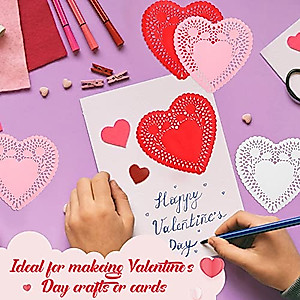 1500 Pieces Mini Valentine Heart Doilies 4 Inch Lace Paper Doilies Heart Shape Paper Doilies Red, Pink, White Heart Cutouts Crafts Valentines Day Doilies Gift for Valentine's Day Party Decorations