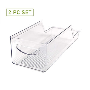 Mind Reader Pop/Soda Can Dispenser Storage Organizer Bin for Kitchen Pantry, Countertops, Cabinets, Refrigerator 2 Pack , Clear