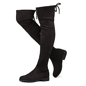 Herstyle Secret Obsession Women's Over the Knee Boots Thigh High Stack Heel Long Stretch Fall Riding Boots, Black, Size 8.0