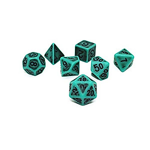 DND Dice Set Ancient RPG Dice for Dungeons and Dragons(D&D) Pathfinder MTG Tabletop Role Playing Game Polyhedral 7-Die Dice Group (Green)
