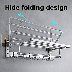 Bathroom Towel Rack,Hanging Over The Kitchen Cupboard Door,with Double Towel Bars and Multiple Hooks,Solid Aluminum Alloy Matte Finish(Towel Rack only)