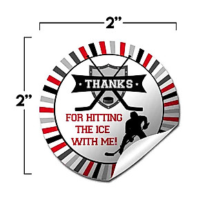 Hockey Themed Birthday Party Thank You Sticker Labels for Boys, 40 2" Party Circle Stickers by AmandaCreation, Great for Party Favors, Envelope Seals & Goodie Bags