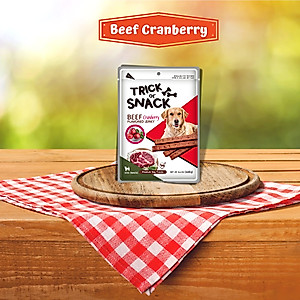 TRICK OR SNACK Premium 1lb Dog Jerky Treats | Dog Training | Dog Walking | Natural Grillers | Healthy Smoked Beef Chicken Salmon Chews Snacks Beef Cranberry Jerky