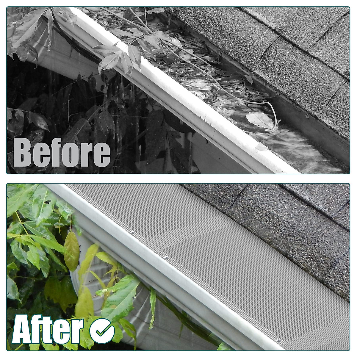 Daisypower Gutter Guards,4", 5", 6" Stainless Steel DIY Leaf Protection,Micro-Mesh Gutter Cover System fits Any roof or Gutter Type,Anti-Leaf,Prevents Roof Clogged Downspouts,48ft (Grey)