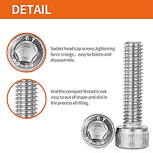 M5-0.8 x 25mm Hex Socket Head Cap Screws Bolts 304 Stainless Steel Metric Machine, Allen Hex Drive, Fully Thread, 50PCS