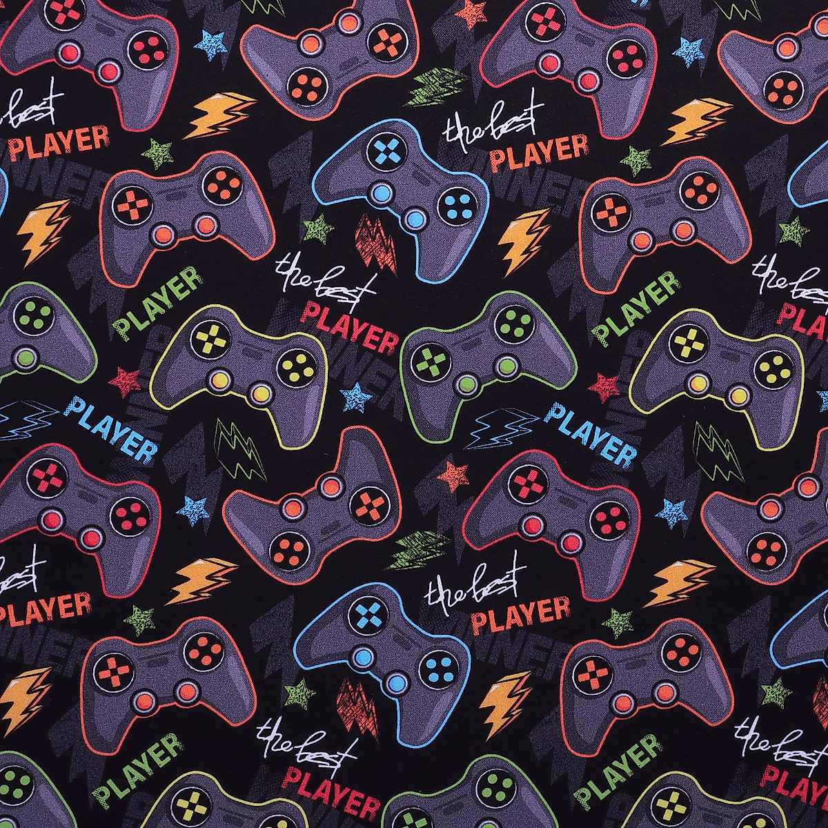 Mook Fabrics Cotton Game Controller, Black Cut by The yard