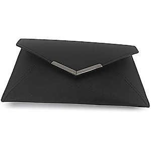 Dexmay Women Envelope Clutch Handbag Medium Saffiano Leather Foldover Clutch Purse Black