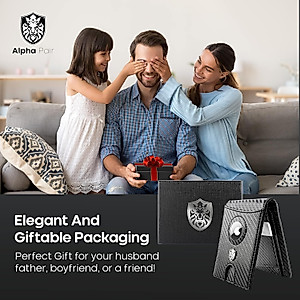 ALPHA PAIR Smart Wallet with Air Tag Holder & Clip - Minimalist Bifold RFID Blocking Wallet - Airtag Wallet Men with Money Clip - Wallet with Airtag Holder - Men Wallet with Airtag
