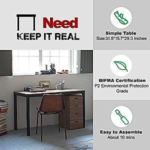 Need Small Computer Desk 31-1/2'' Sturdy and Heavy Duty Writing Desk for Small Spaces and Small Desk Study Table Laptop Desk- AC3BB-80-40