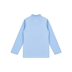 YiZYiF Kids Boys Girls Turtleneck Long Sleeves T-Shirts Printed Thermal Tops Athletic Tee Baselayer Shirts Blue 9-10 Years
