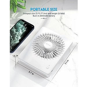 Zuvas Desk Fan Battery Operated , Rechargeable 180°Tilt Folding Personal Ultra Quiet Small Portable Fan 3 Speed Adjustable Strong Wind USB Fan For Office Bedroom Home Desktop Camping (White)
