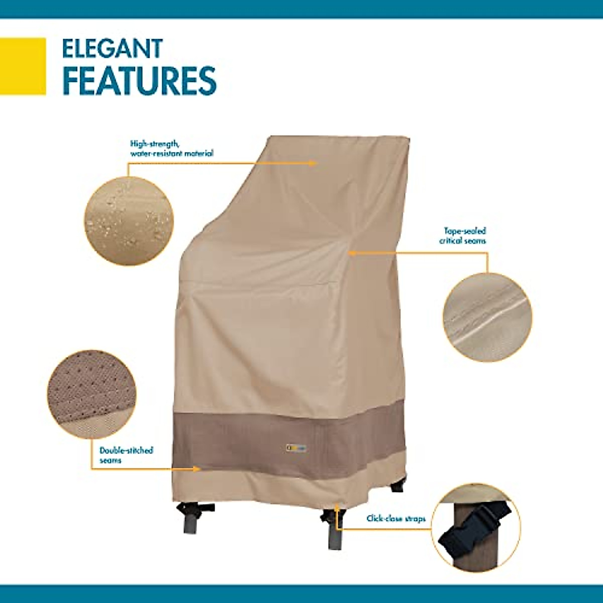 Duck Covers Elegant Waterproof 28 Inch W Stackable Patio Chair Cover